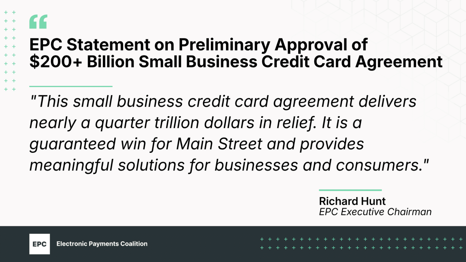 EPC Statement on Preliminary Approval of Approximately $200+ Billion ...